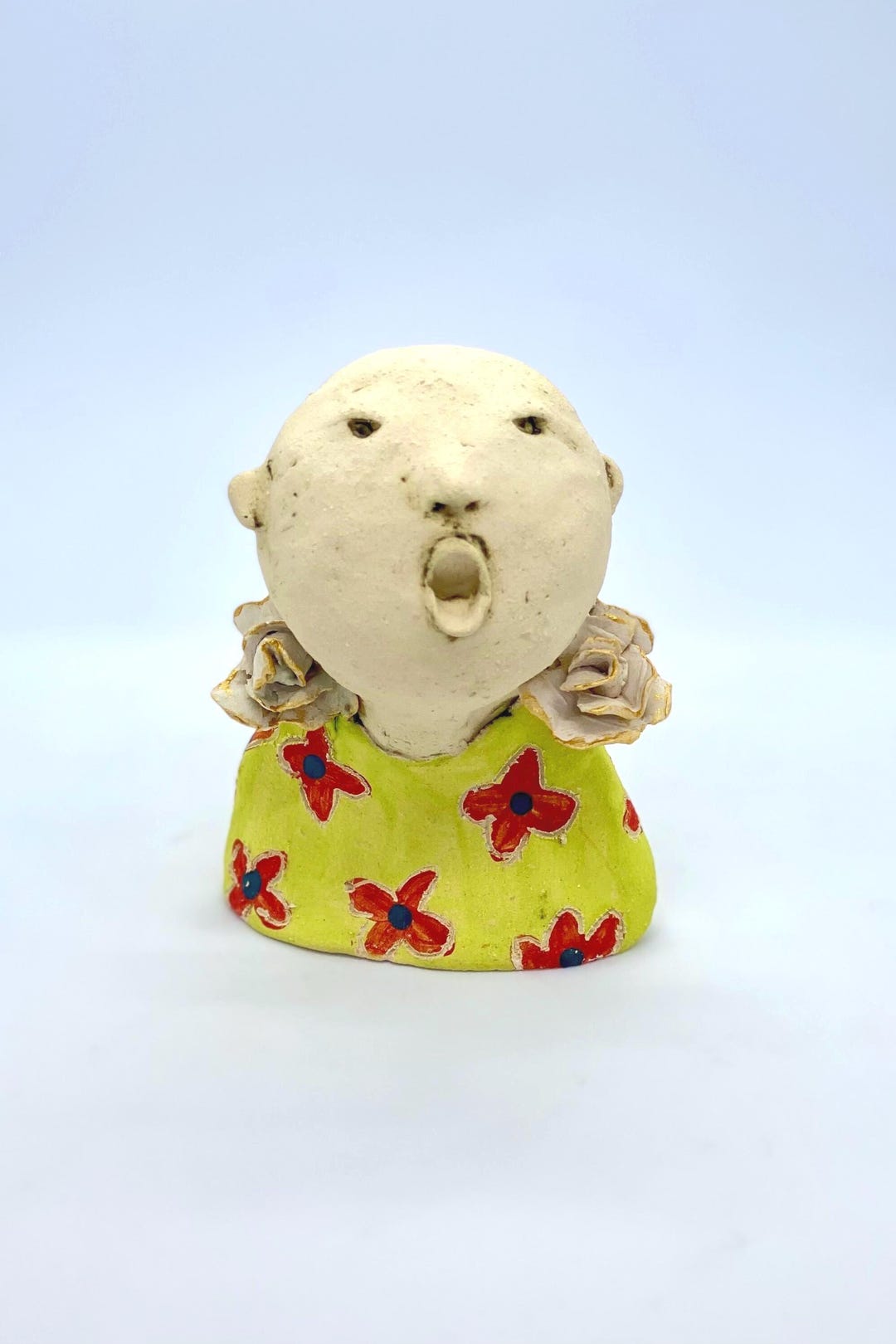 Angry Ceramic Figure: Colorful Clay Whimsical Ornament - Etsy