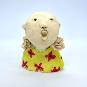 Angry Ceramic Figure: Colorful Clay Whimsical Ornament - Etsy