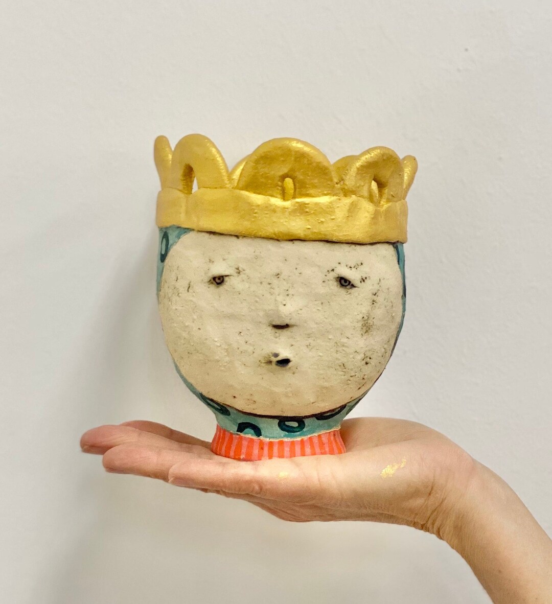 Ceramic Trophy Cup, Clay Sculptured Bowl, Sculpted Bowl, Queen Decor ...