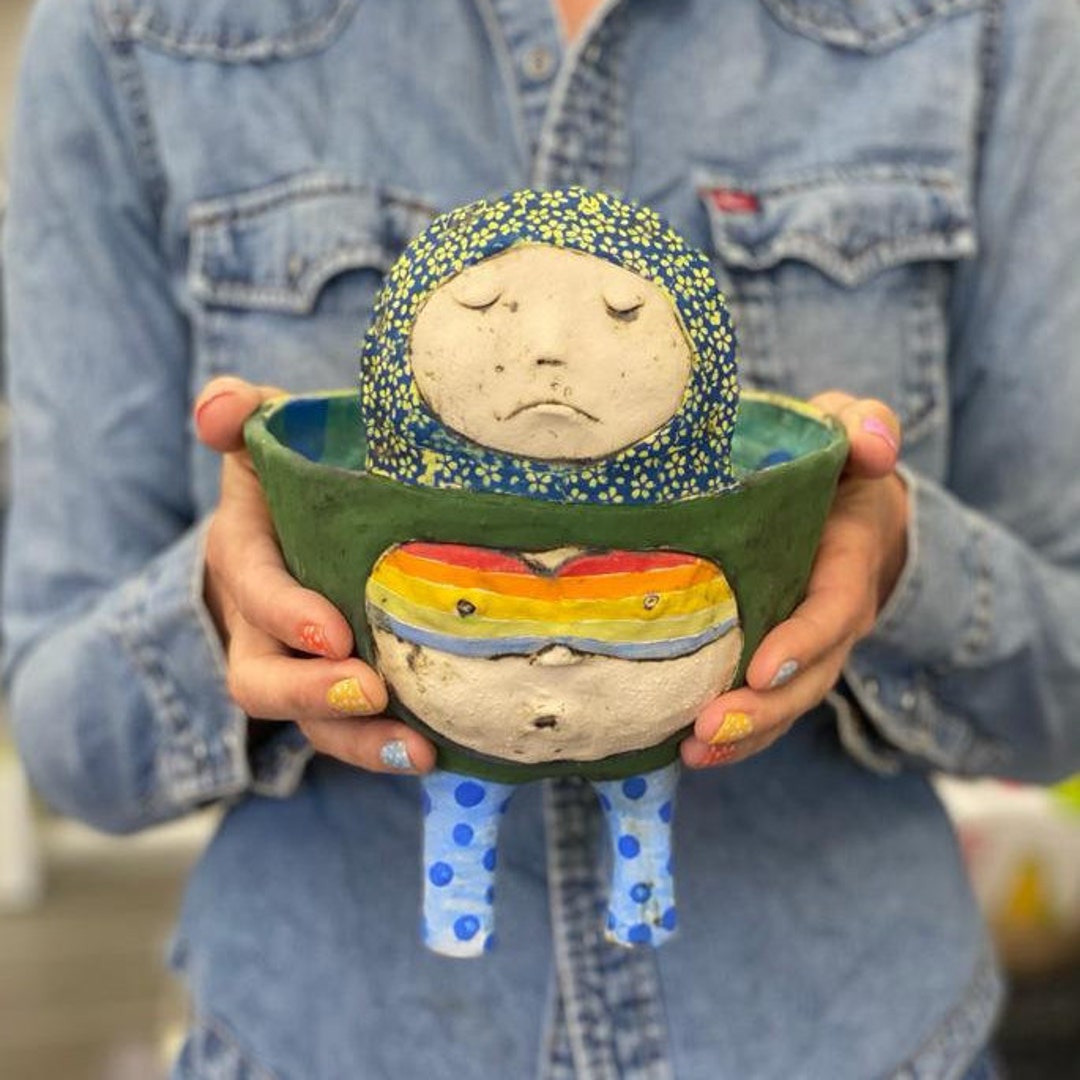 Funky Ceramic Rainbow Bowl, Rainbow Lovers Gift, Whimsical Ceramic ...