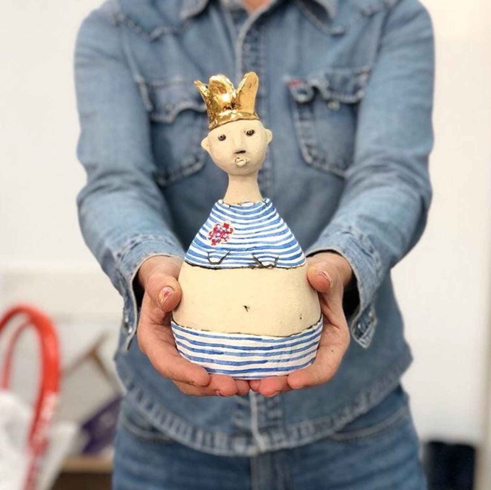 Whimsical Ceramic Figure Cute Ceramic Ornament Funky Ceramic | Etsy