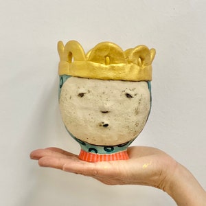 Ceramic Trophy Cup, Clay Sculptured Bowl, Sculpted Bowl, Queen Decor ...