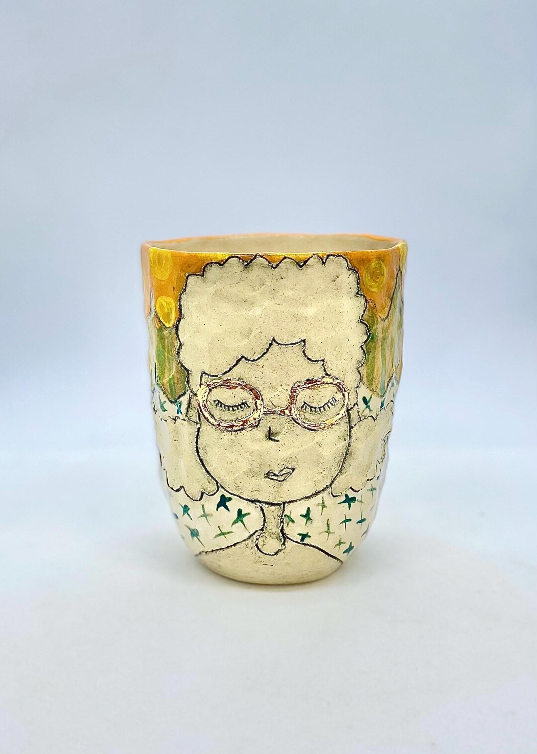 Hand Built Ceramic Cup With Gold Luster Glasses, Unique Home Decor - Etsy