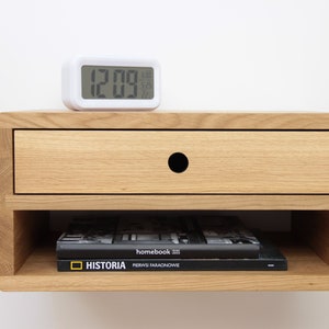 Floating Side Table With Drawer,solid Oak Nightstand,night Table ...