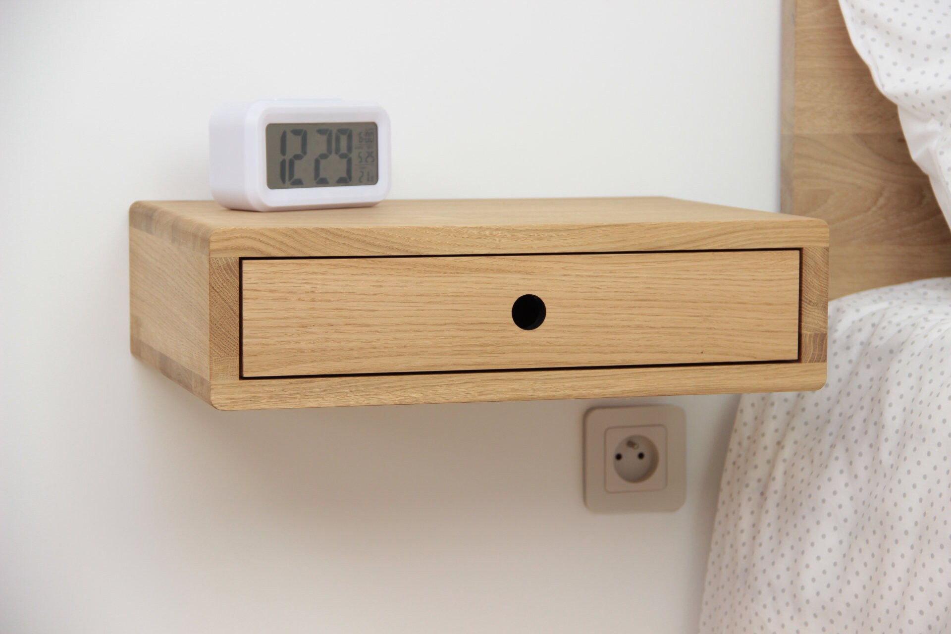 Handcrafted Floating Side Table With Draweroak - Etsy UK