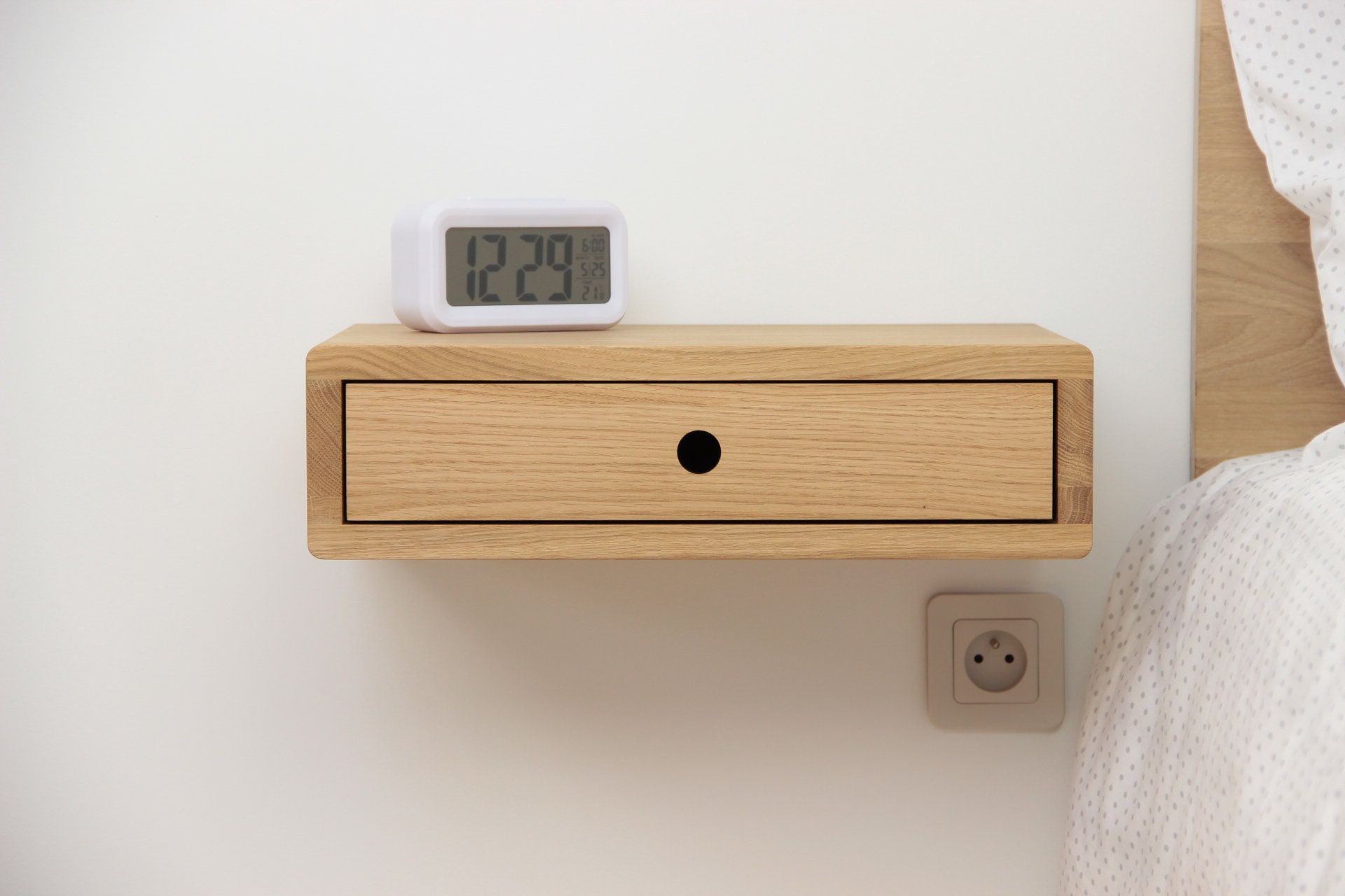 Handcrafted Floating Side Table With Draweroak - Etsy UK