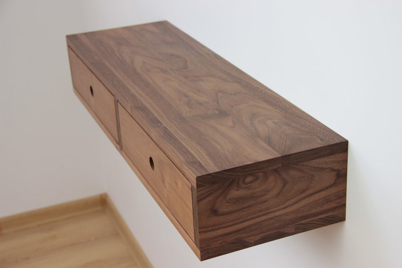 Walnut Floating Console Table With Two Drawers Walnut - Etsy