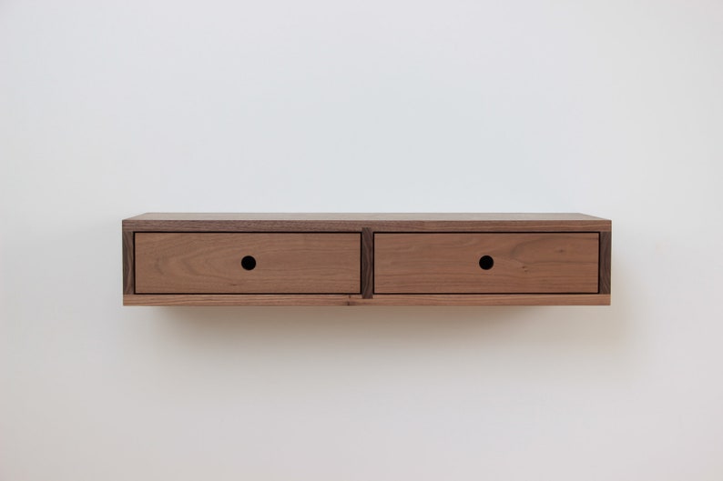 Walnut Floating Console Table With Two Drawers Walnut - Etsy