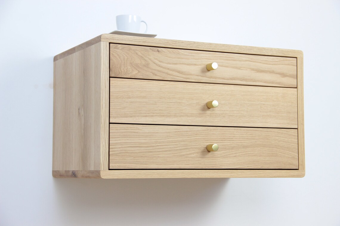 Mini DresserFloating Side Table with DrawersSolid Oak | Etsy