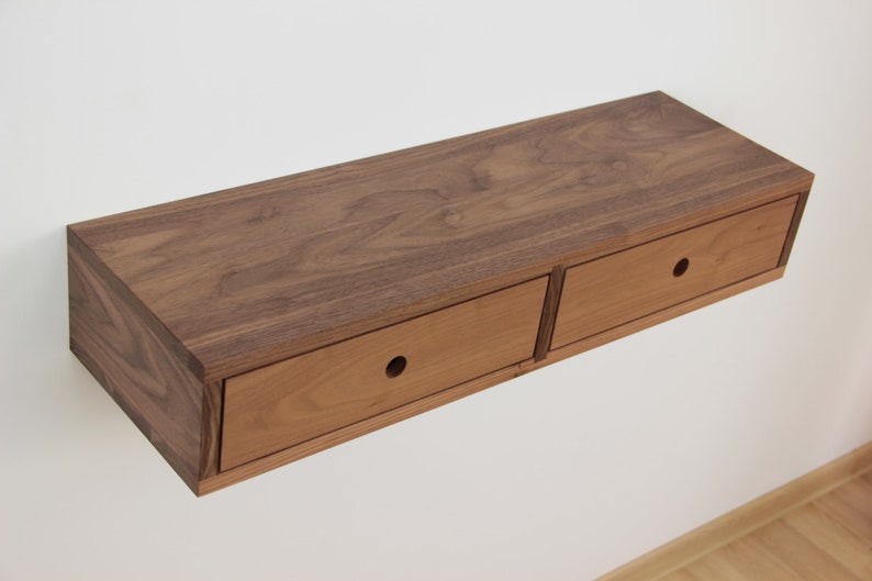 Walnut Floating Console Table With Two Drawers Walnut - Etsy