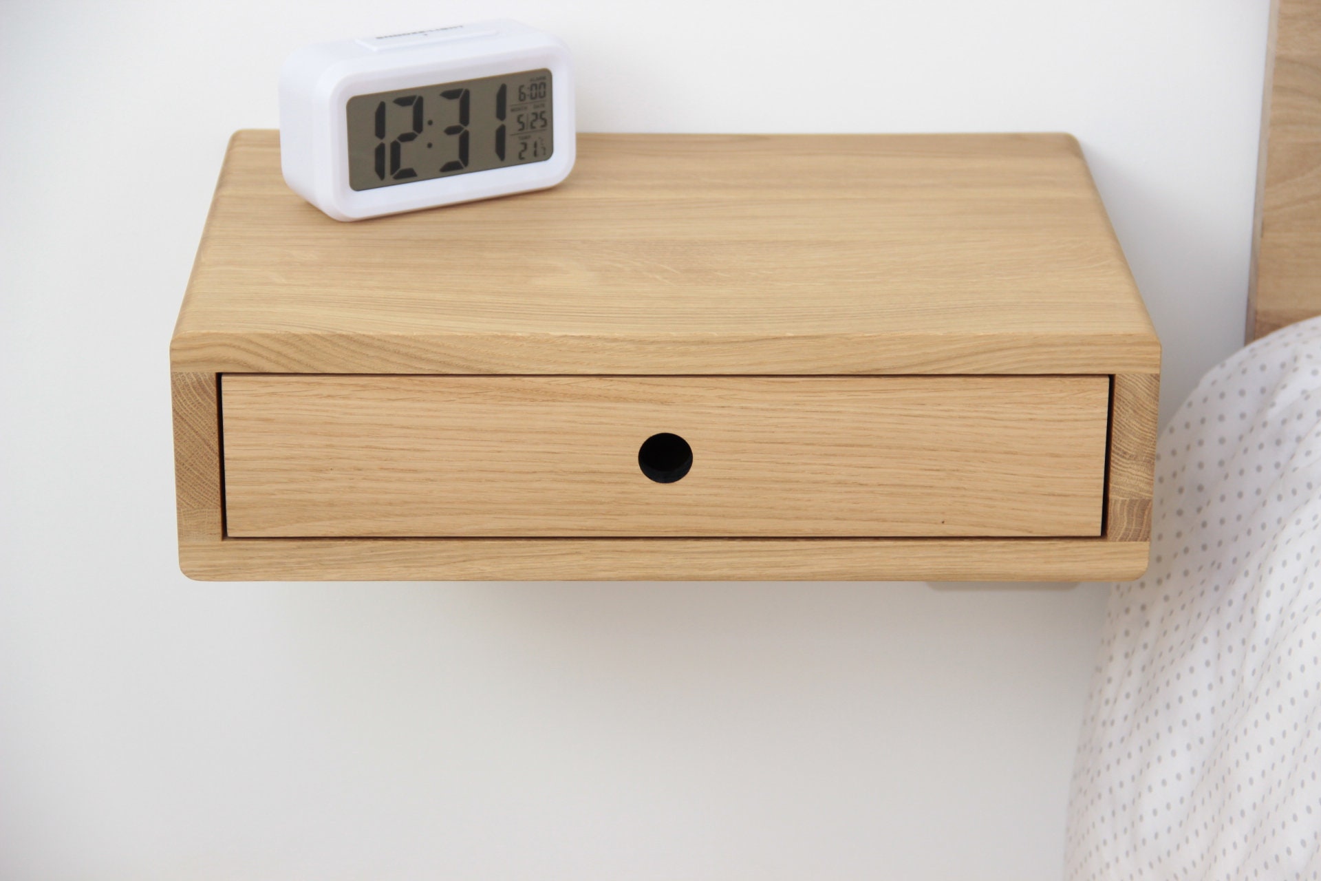 Handcrafted Floating Side Table With Draweroak - Etsy UK