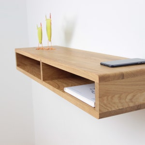 Floating Console Table, Wall Mounted Entryway Organizer, Solid Wood ...
