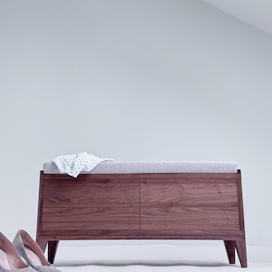 TOKIO 89, Solid Oak Bench Entryway,walnut Finish Hallway Bench With ...