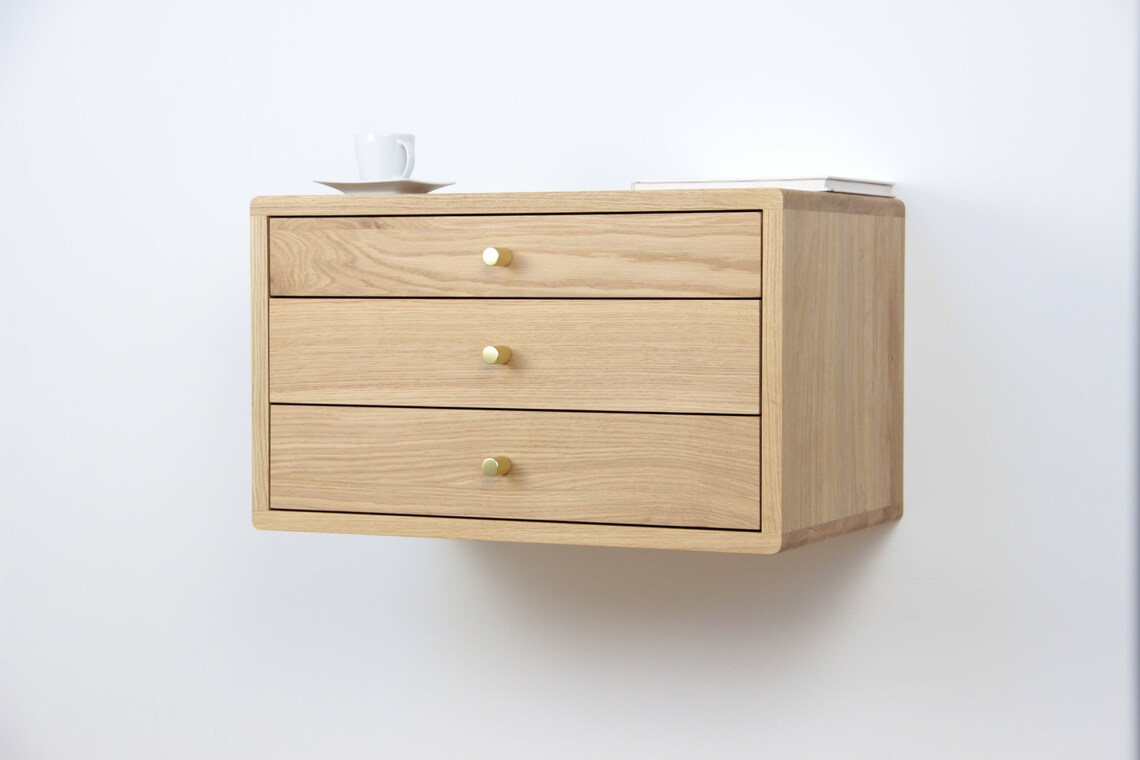 Mini DresserFloating Side Table with DrawersSolid Oak | Etsy
