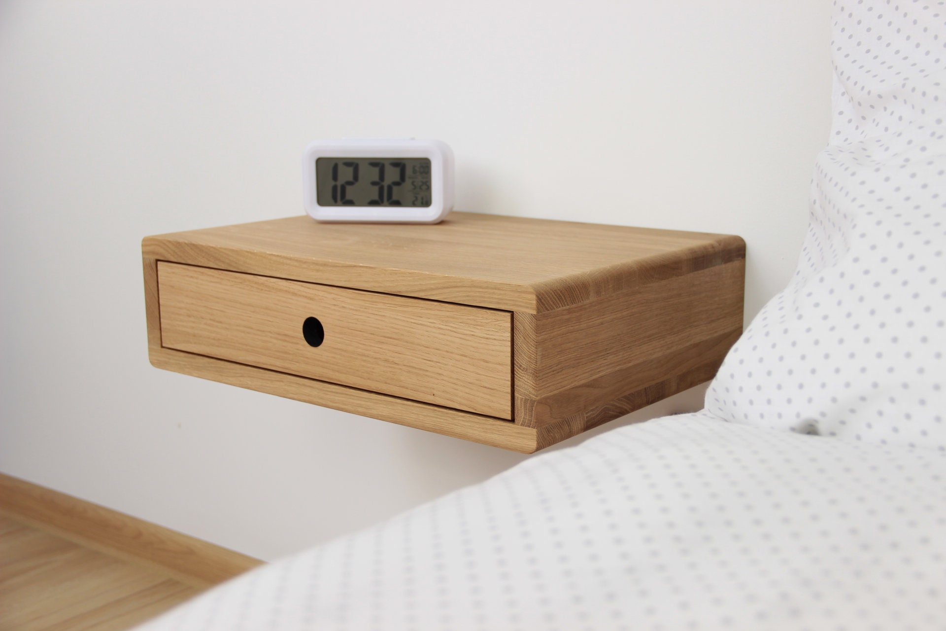 Handcrafted Floating Side Table With Draweroak - Etsy UK