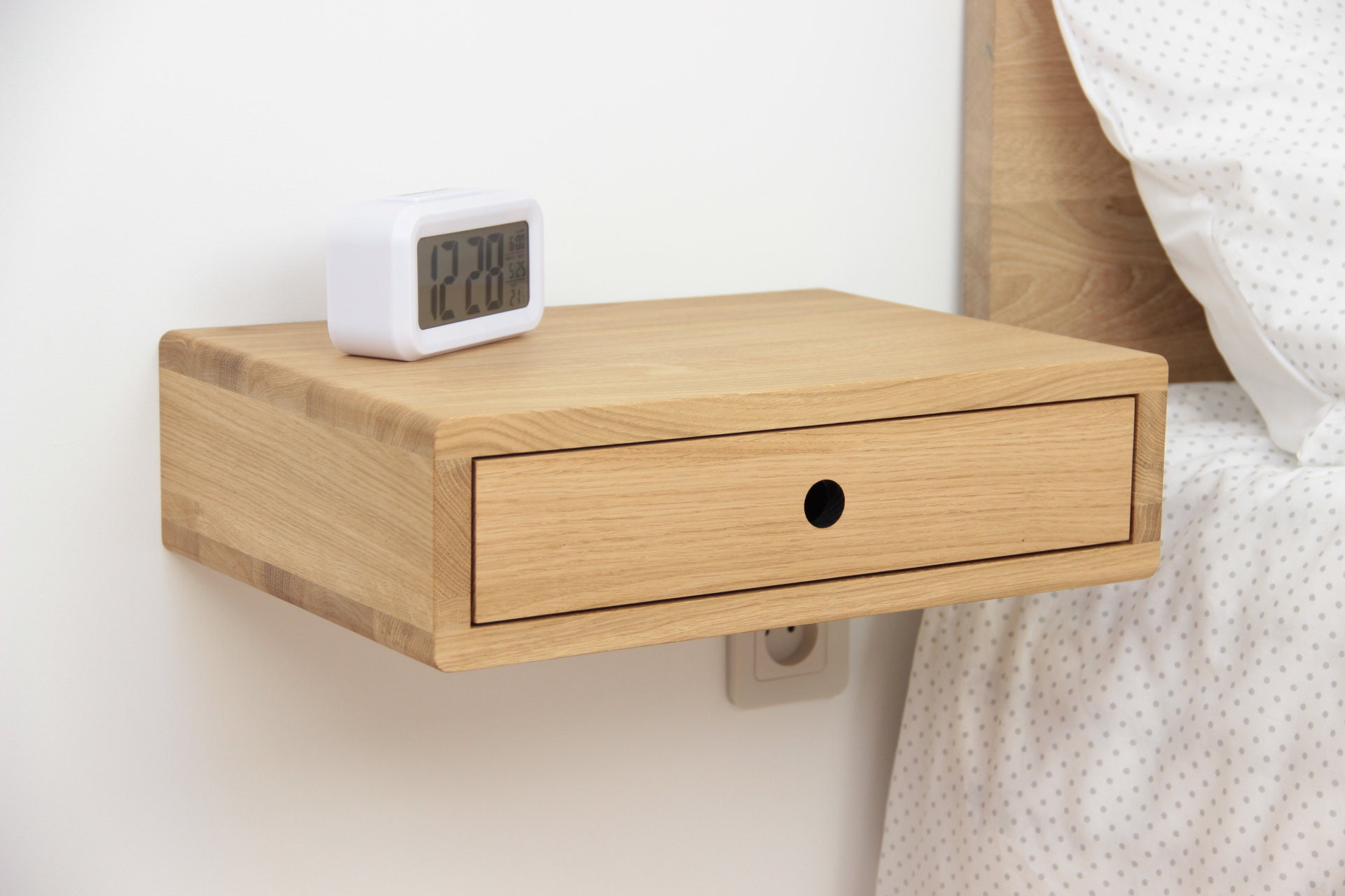 Handcrafted Floating Side Table With Draweroak - Etsy UK