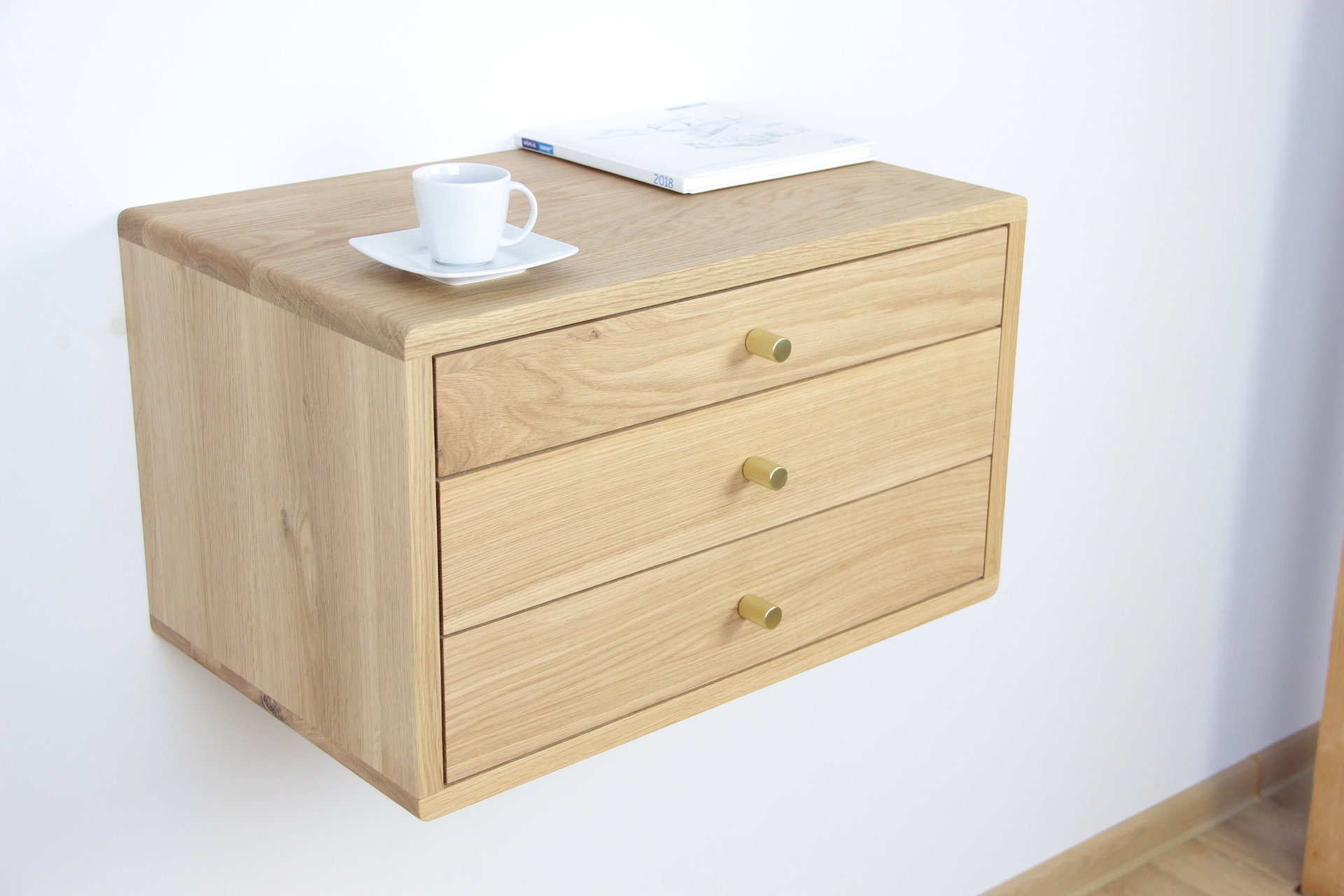 Mini DresserFloating Side Table with DrawersSolid Oak | Etsy