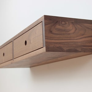 Walnut Floating Console Table With Two Drawers, Walnut Organizer ...