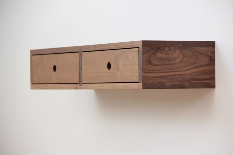 Walnut Floating Console Table With Two Drawers Walnut - Etsy