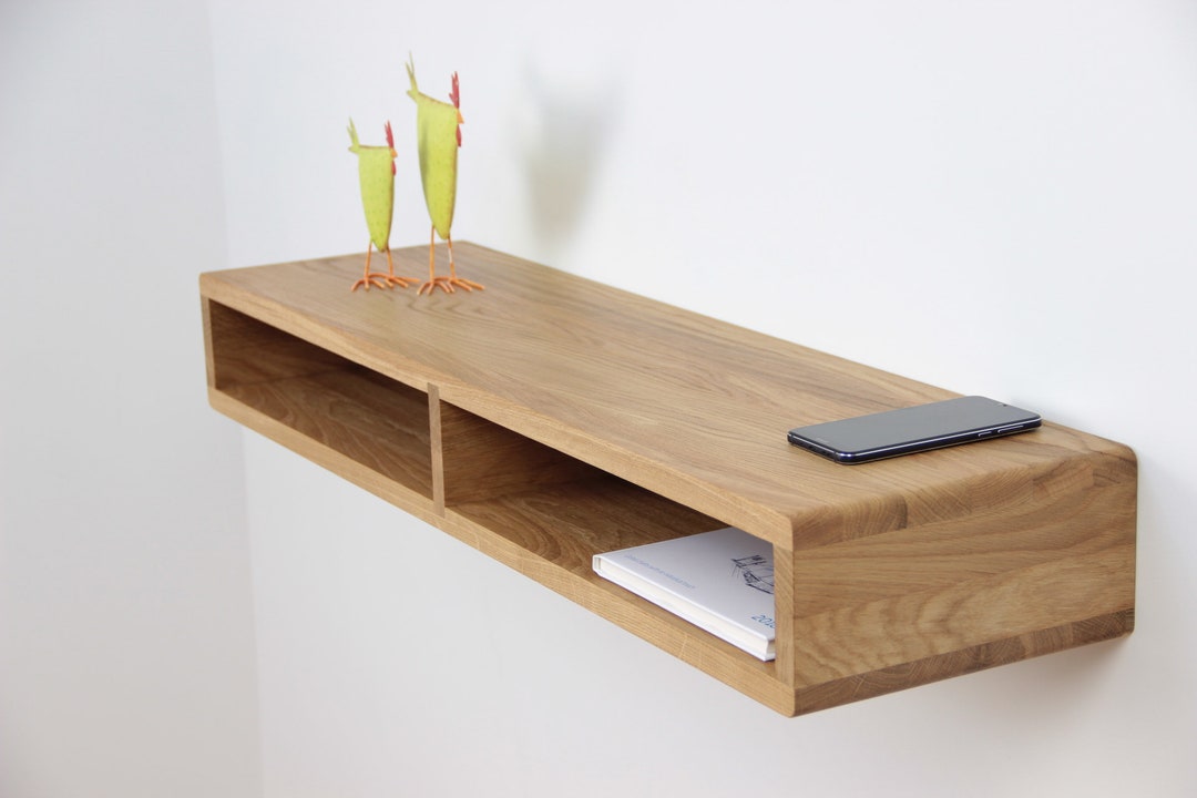 Floating Console Table, Wall Mounted Entryway Organizer, Solid Wood ...