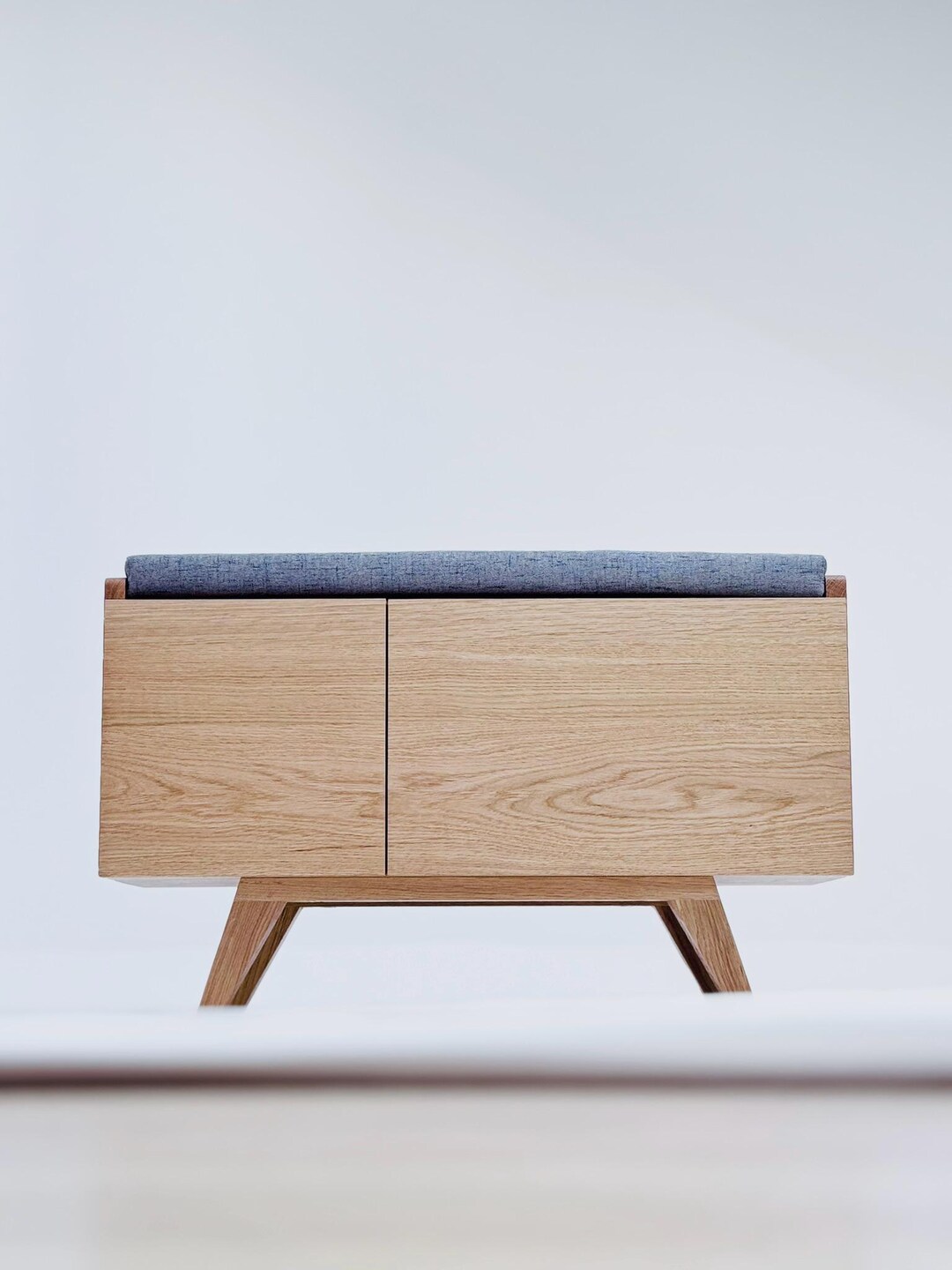 OTTO 70 - Solid Oak Shoe Bench: Handmade Hallway Cabinet With Doors - Etsy