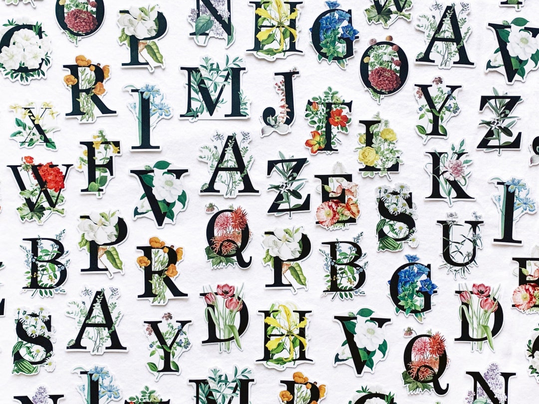 Set of 3 Floral Initial Stickers Choose 3 Letters - Etsy