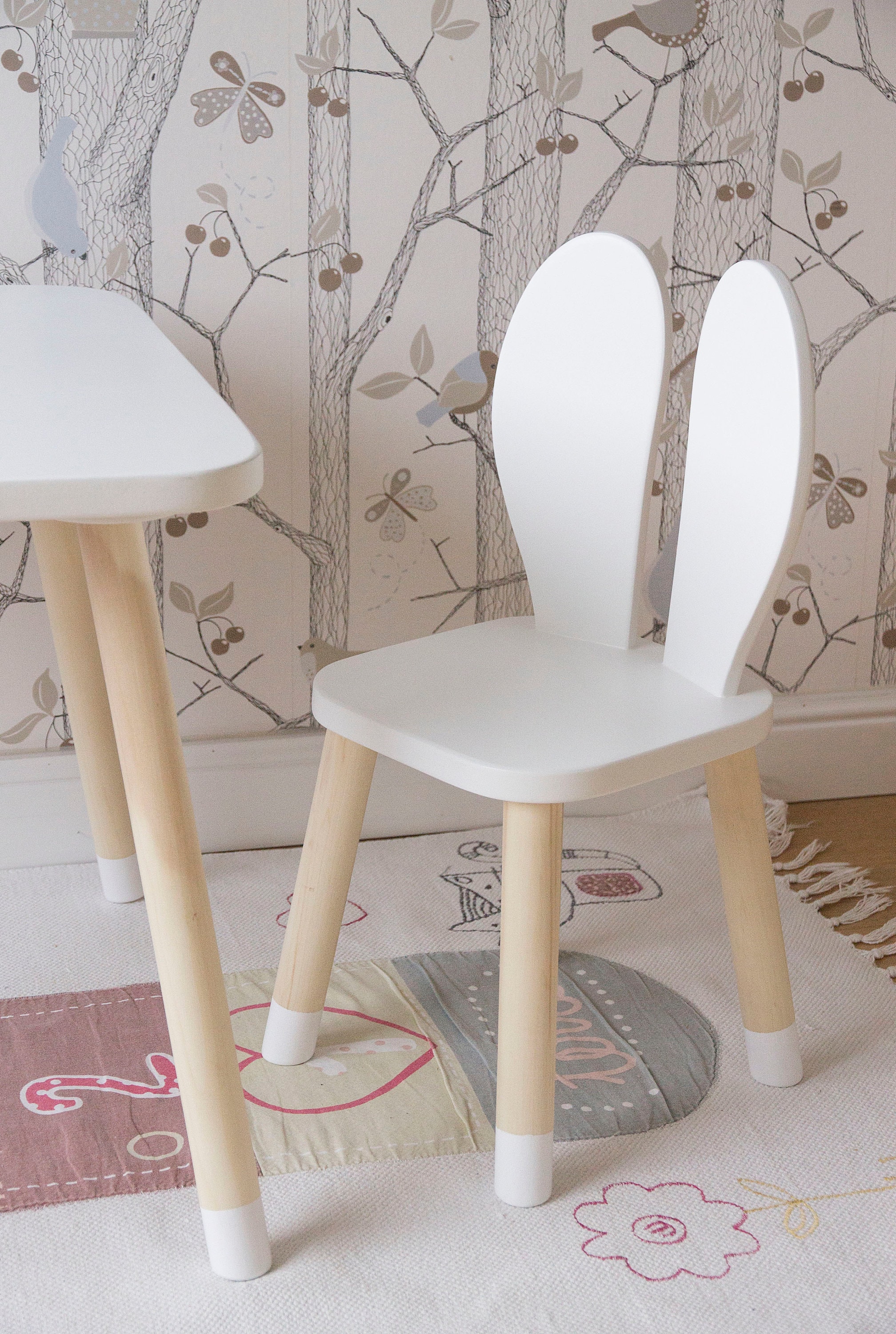 Square Table and Two Bunny Chairs Set Kids Room Décor Kids - Etsy