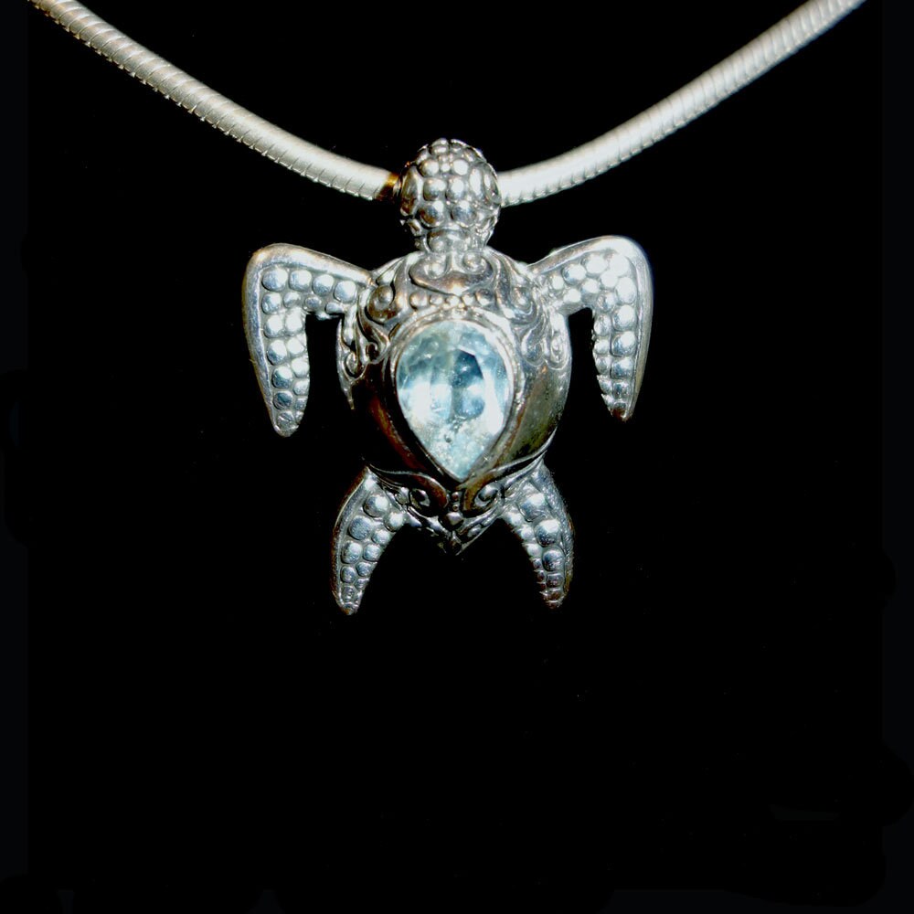 Turtle Pendant, Blue Topaz Pendant, Topaz, Animal Jewelry, Blue Topaz ...