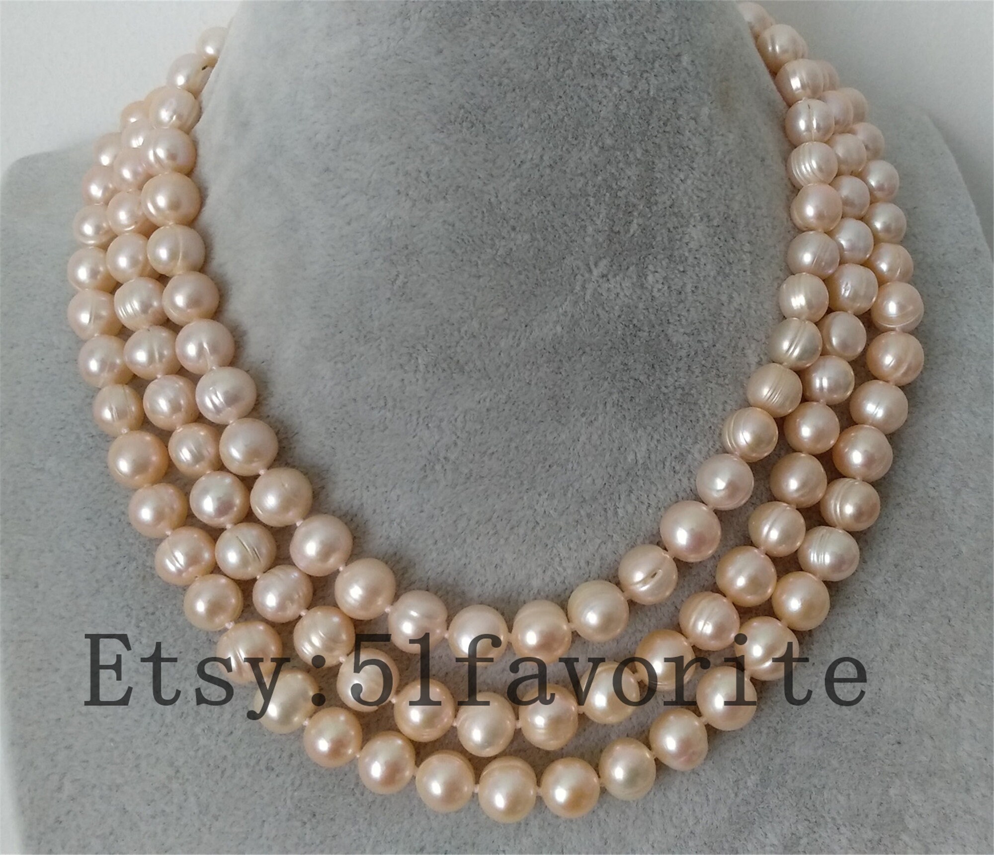 Pearl necklace pink pearl necklace real pearl necklace long | Etsy