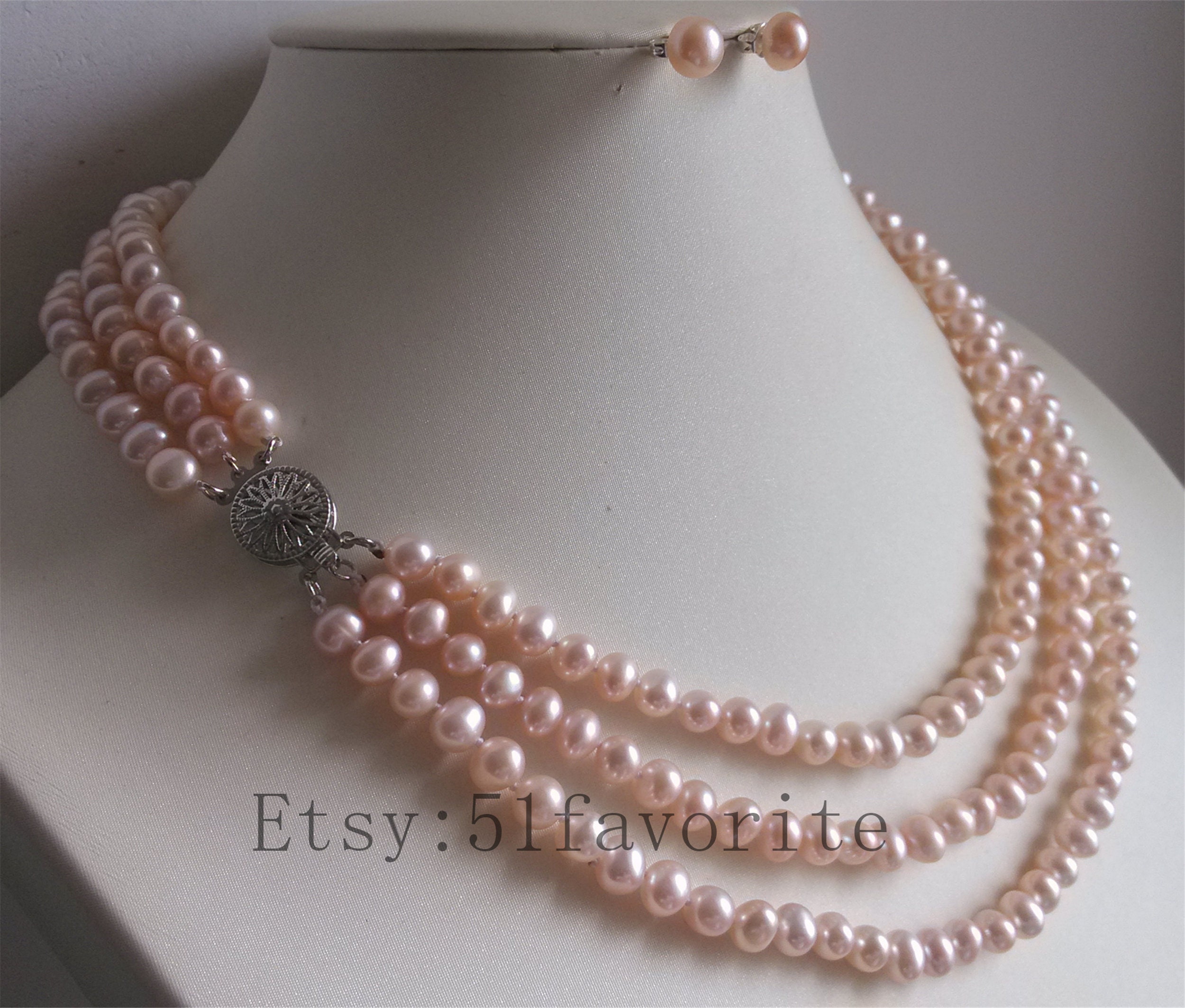 Real Pearl Necklace Genuine Cultured 6-6.5mm Pink Fresh - Etsy
