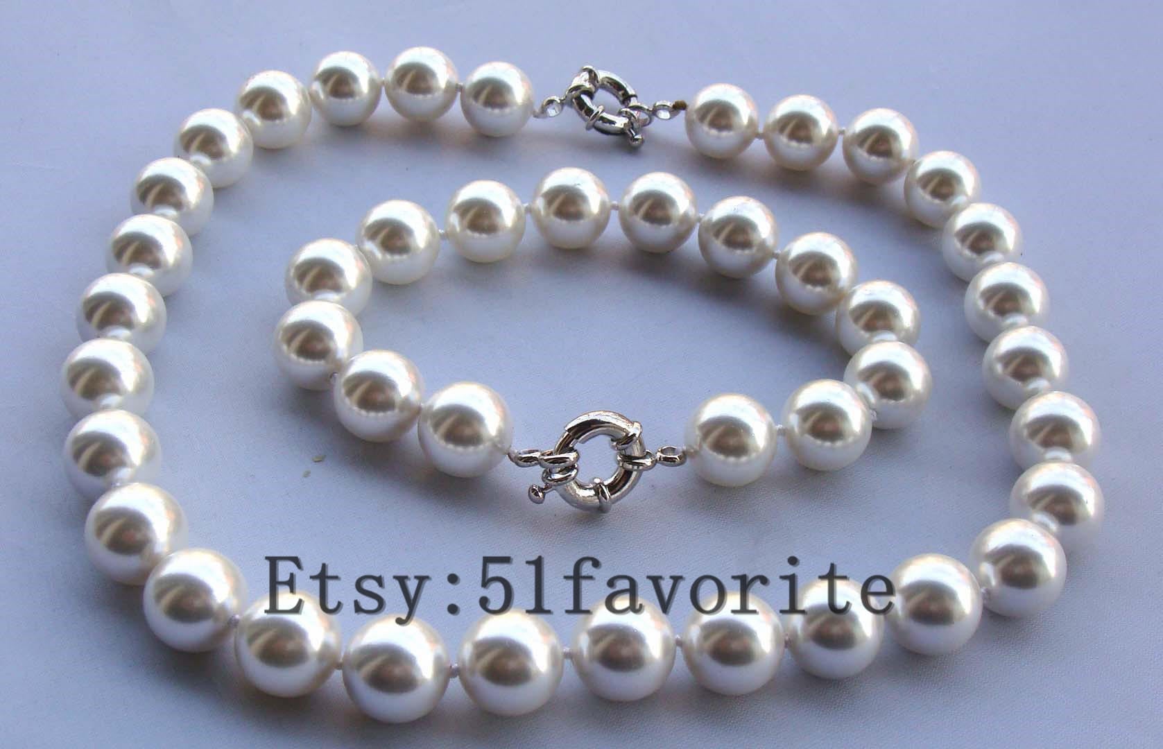 Beautiful Huge 12-14-16mm White Sea Shell Pearl Necklace - Etsy
