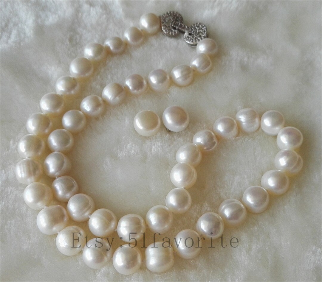 Real Pearl Set Real Cultured 9-95mm White Fresh Water Pearl - Etsy