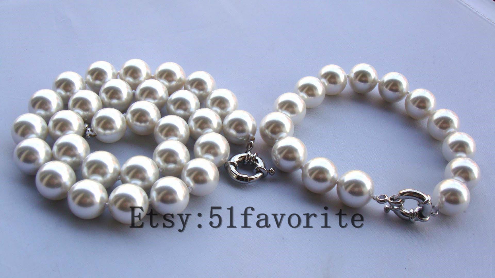 Beautiful Huge 12-14-16mm White Sea Shell Pearl Necklace - Etsy