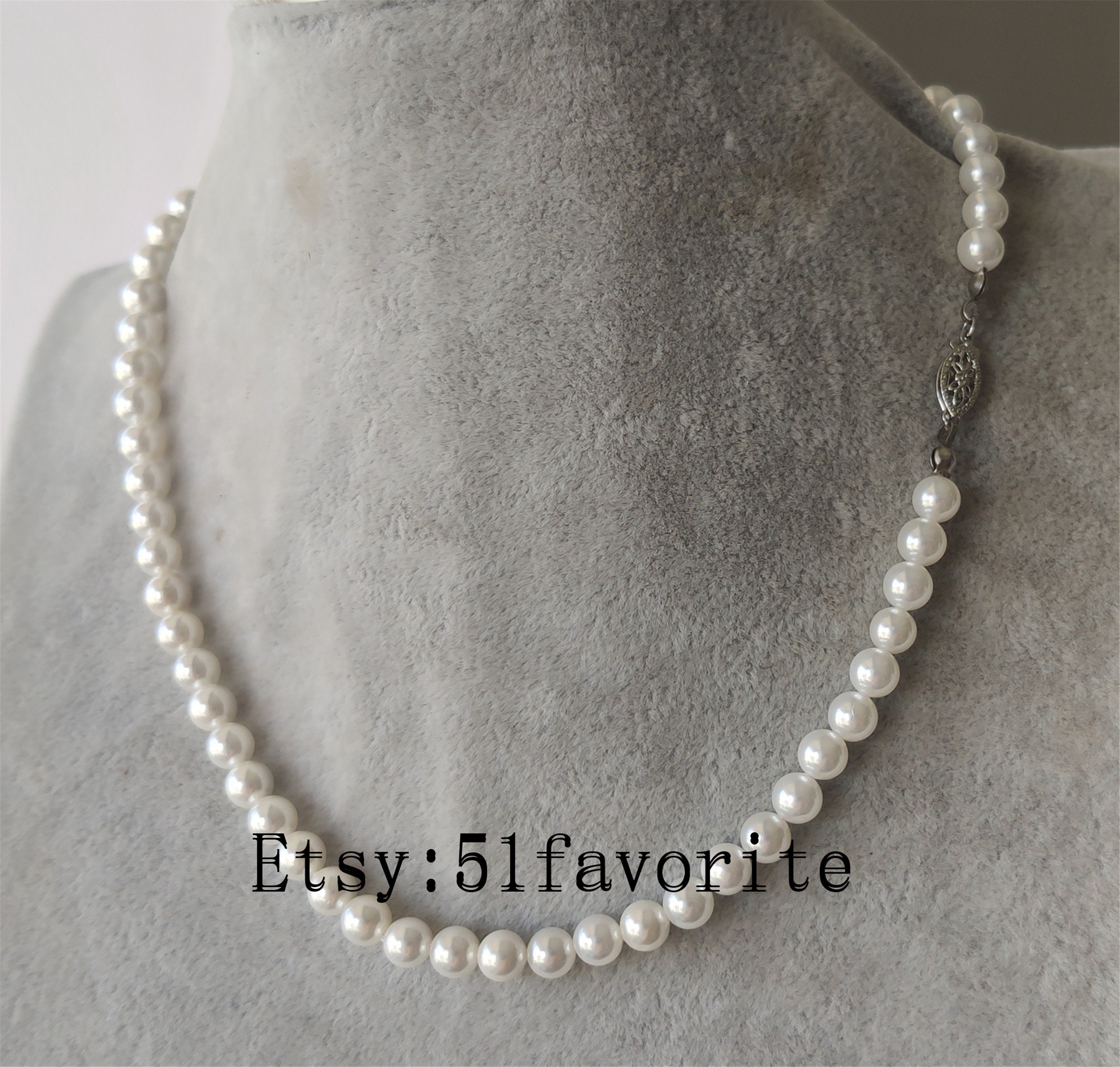Shell Pearl Necklace Tiny 6mm White Sea Shell Pearl - Etsy