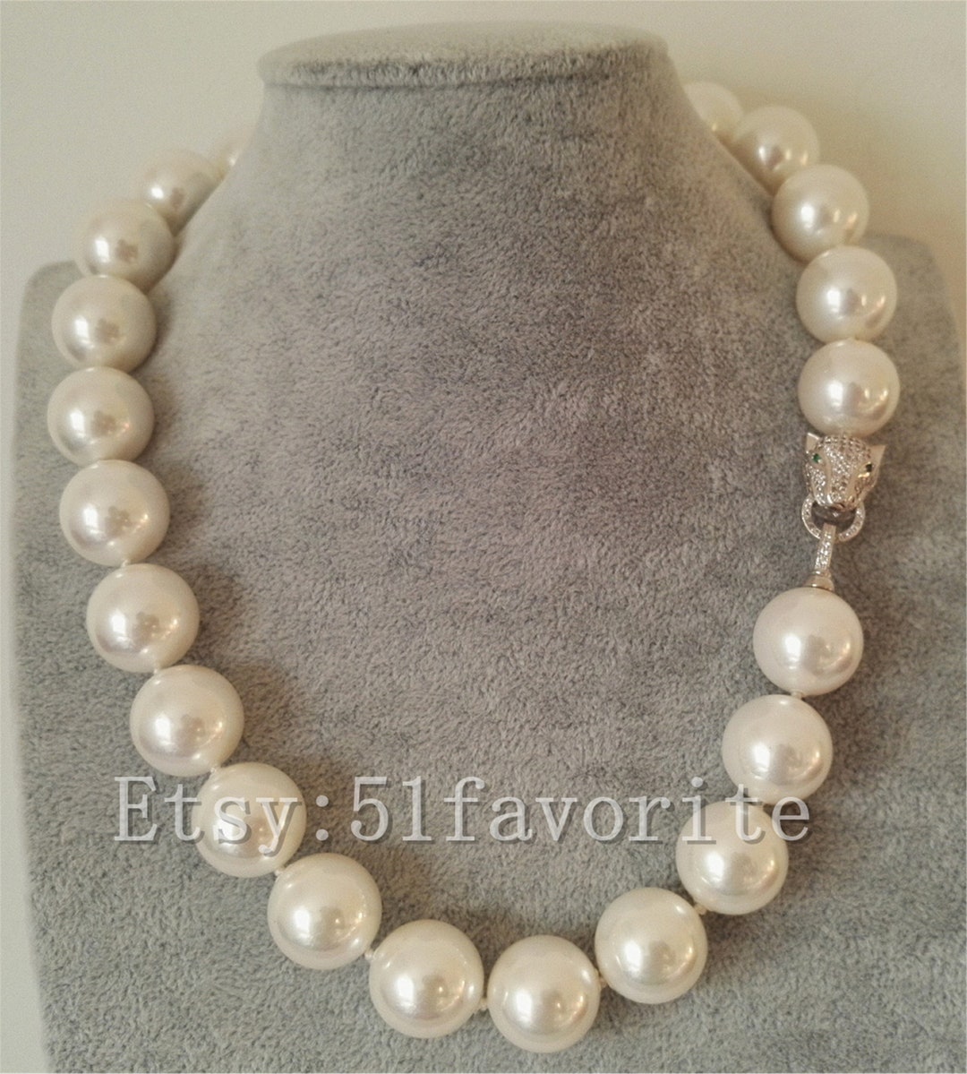 Shell Pearl Necklace - Big 14mm, 16mm, 18mm White Sea Shell Pearl ...