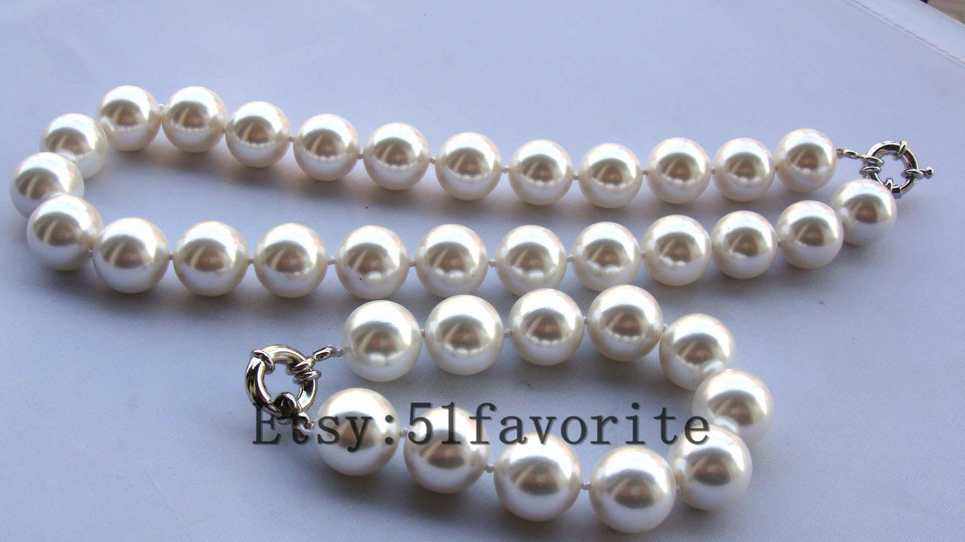 Beautiful Huge 12-14-16mm White Sea Shell Pearl Necklace - Etsy