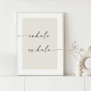 Inhale Exhale Art Print, Yoga Printable Quotes, Motivational Wall Decor ...