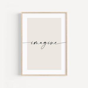 Imagine Printable Wall Art, Minimalist Quote Print, One Line Word ...