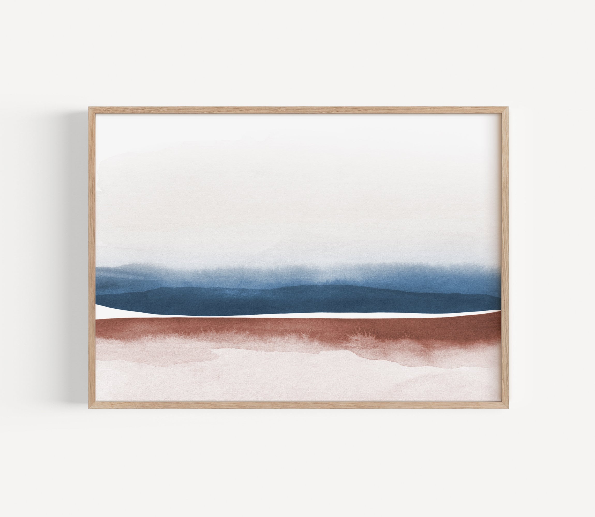 Abstract Watercolor, Rust Navy Art, Horizontal Wall Art, Printable ...