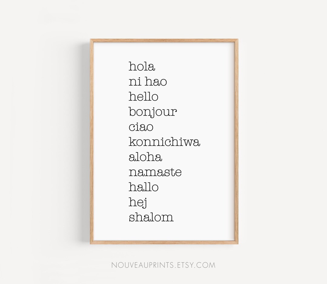 Hello Different Languages, Black and White Hello Print, Hello Entryway ...