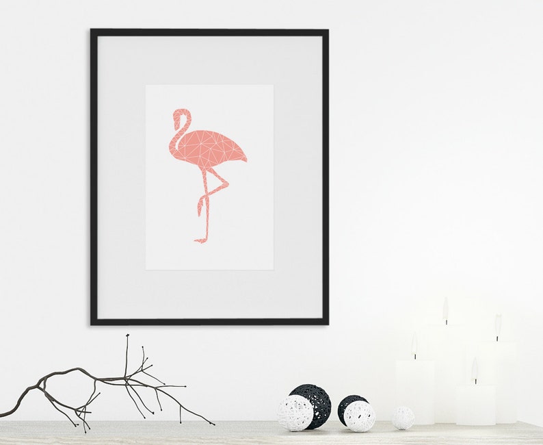 Coral Flamingo Print Pink Animal Poster Coral Flamingo | Etsy