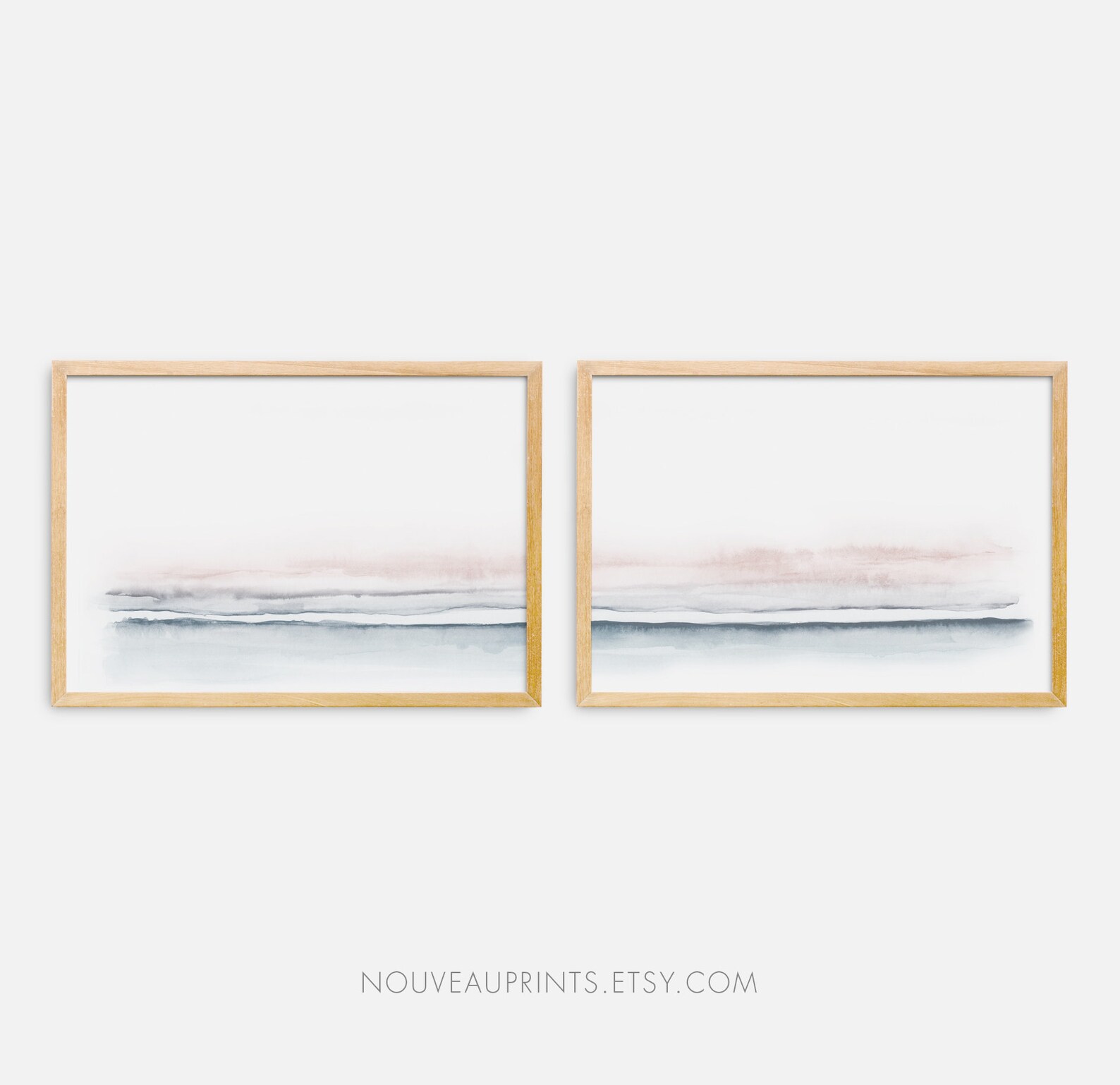 Set of 2 Prints PRINTABLE Wall Art Pink and Blue Abstract - Etsy