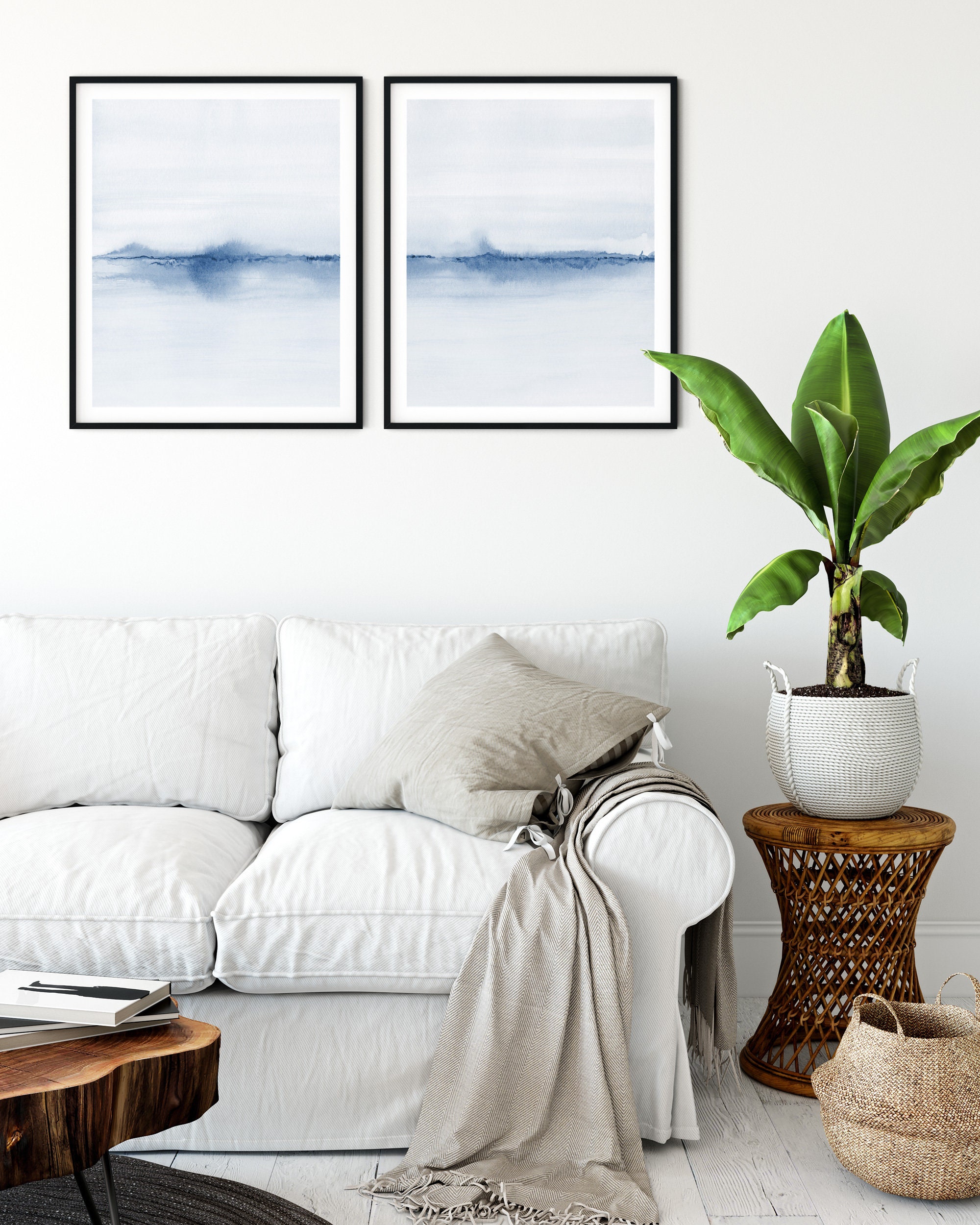 Set of 2 Prints PRINTABLE Wall Art Indigo Prints Abstract - Etsy
