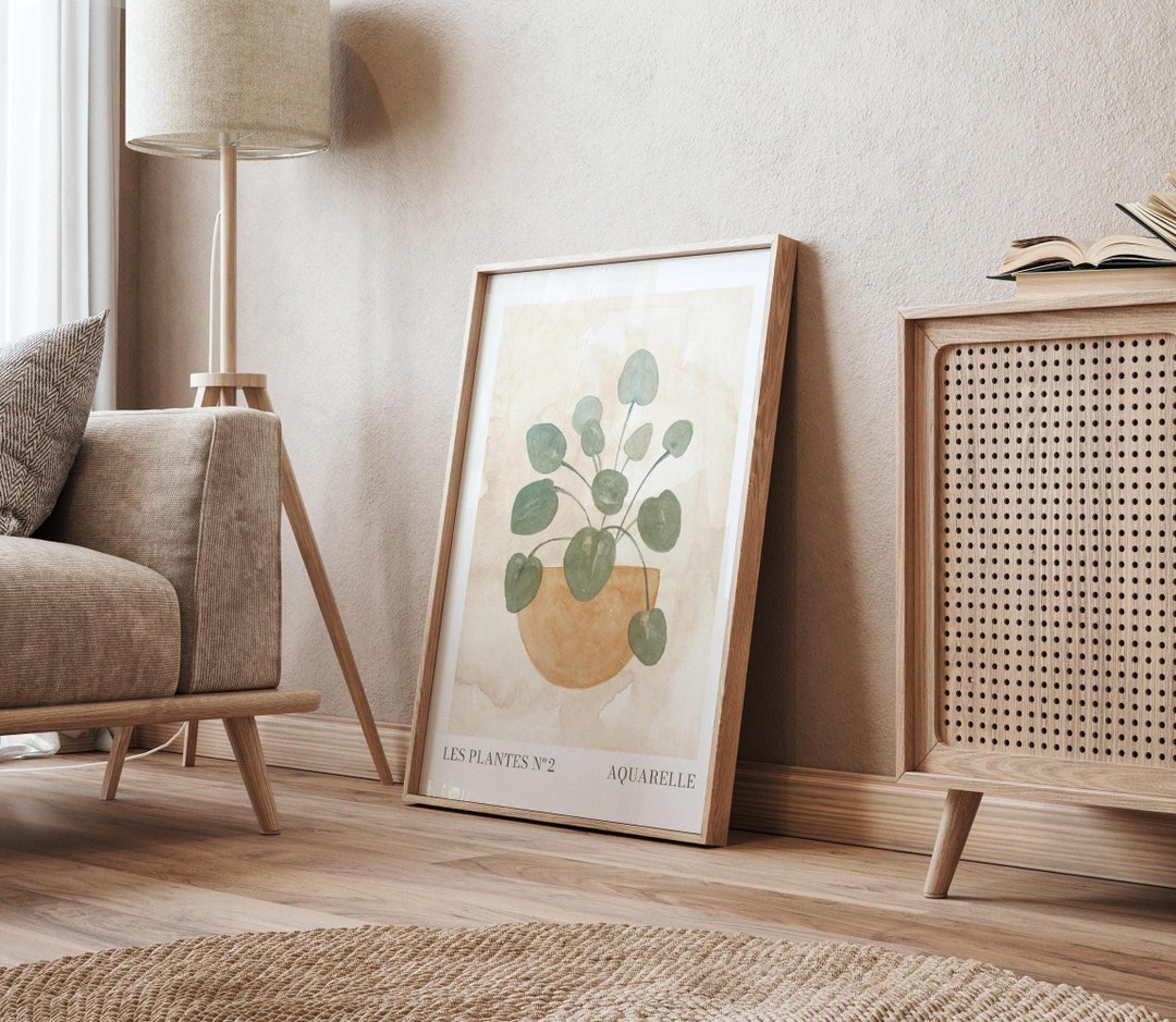 Potted Plant PRINTABLE Art, Modern House Plant Watercolor Print, Pilea ...
