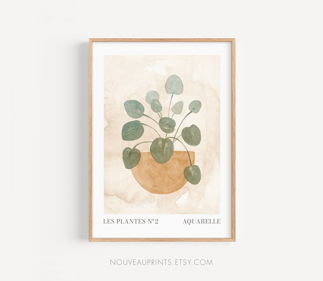 Potted Plant PRINTABLE Art, Modern House Plant Watercolor Print, Pilea ...