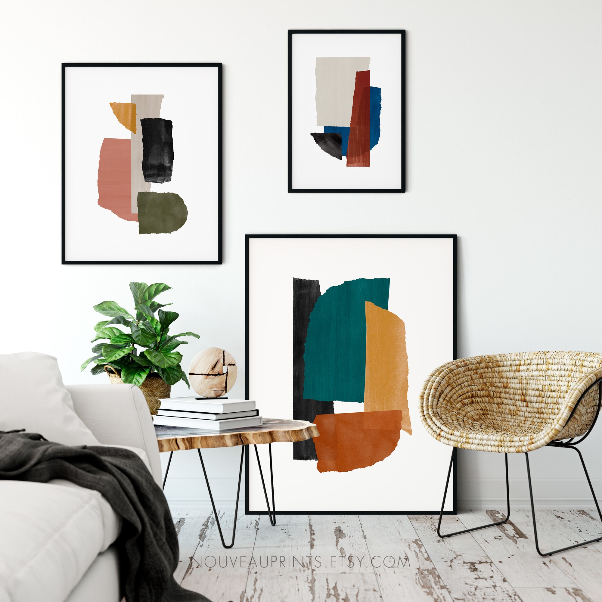 Cuadro Abstracto Collage Moderno Arte Minimalista Lamina - Etsy España