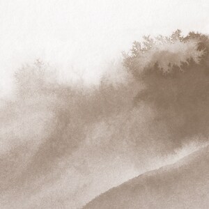 Sepia Mountains Landscape, Printable Abstract Watercolor, Neutral Brown ...