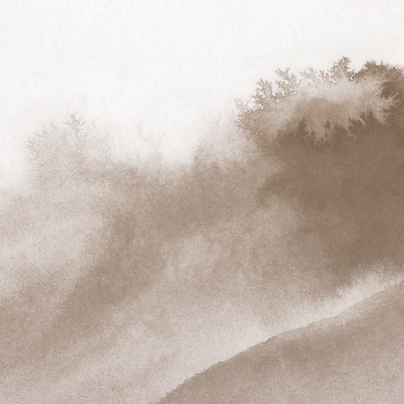 Sepia Mountains Landscape Printable Abstract Watercolor - Etsy