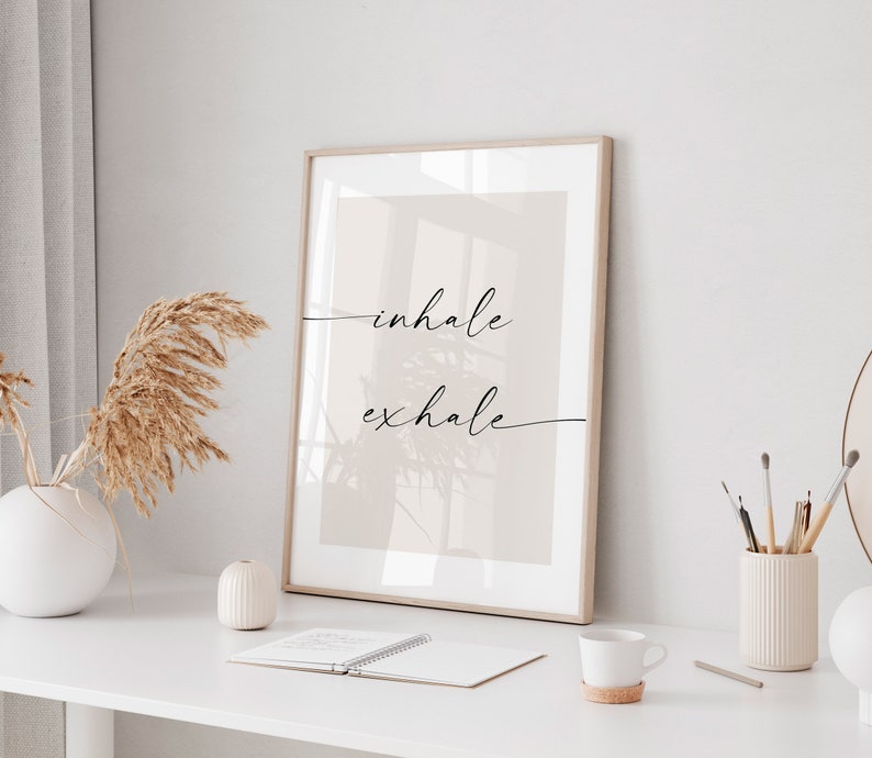 Inhale Exhale Art Print, Yoga Printable Quotes, Motivational Wall Decor ...