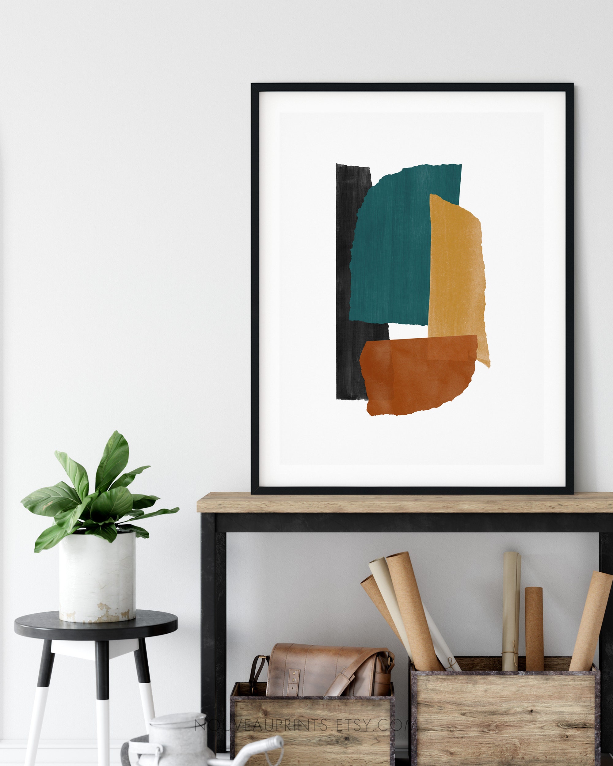 Cuadro Abstracto Collage Moderno Arte Minimalista Lamina | Etsy